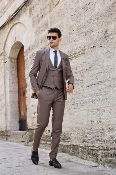 Men Brown 3 Piece Suit Wedding Party Wear Slim Fit Suit Bespoke Sainly– SAINLY