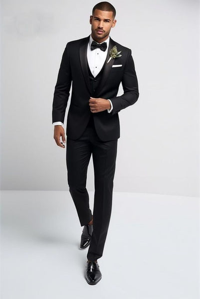 Men Black 3 Piece Suit Wedding Black Suit Elegant Slim Fit Suit Sainly– SAINLY