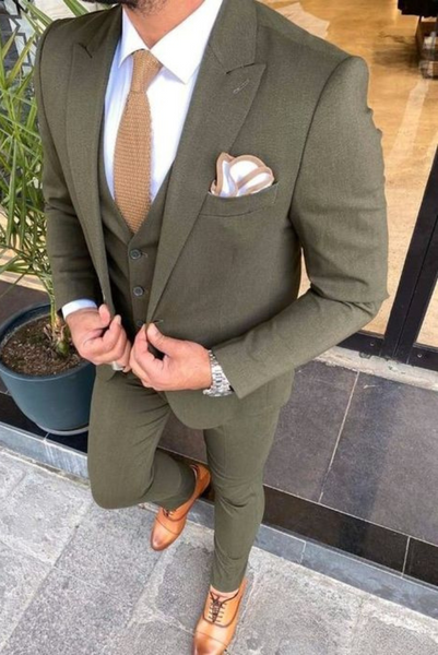 Men 3 Piece Suit Olive Green | Wedding Suit | Dinner Suit | Sainly– SAINLY