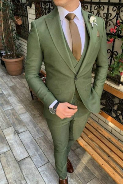 Featuring the Olive Green 3-piece Wedding Suit for Men– SAINLY
