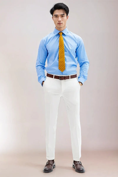 Men White Formal Pant Party Wear Pant Groom Wedding Pant