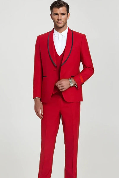 Men Red Suit Three Piece Suit Red Tuxedo Suit Red Wedding Wear Sainly