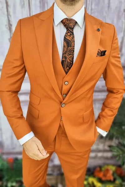 Orange Wedding Suit | Orange Men's Suit | Orange Men Suit | SAINLY
