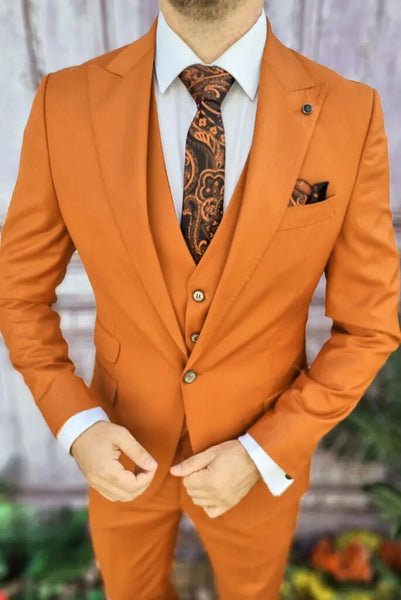 Orange Wedding Suit | Orange Men's Suit | Orange Men Suit | SAINLY