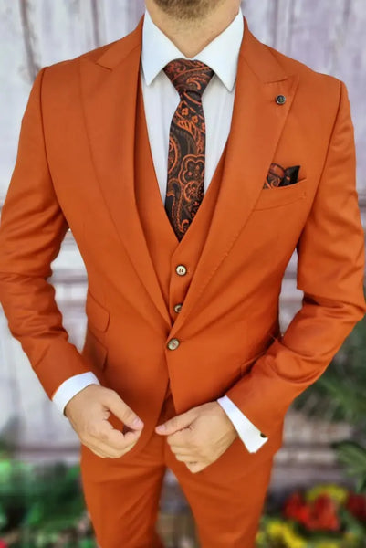 Orange Wedding Suit | Orange Men's Suit | Orange Men Suit | SAINLY