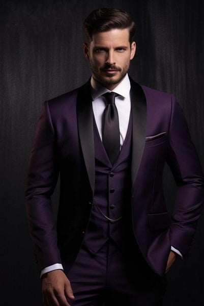 Man Wedding Suit Purple 3 Piece Suit Dinner Suit Bespoke Suit Sainly ...