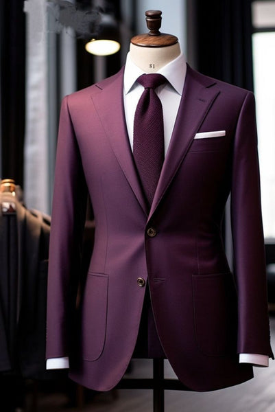Men Purple Suit Prom Wedding Suit Purple Tailoring Suit Bespoke Sainly ...