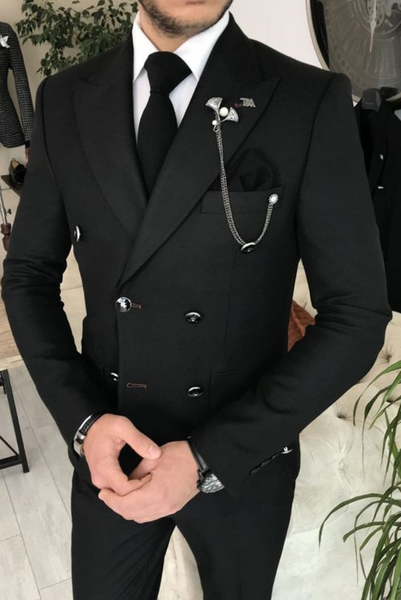 Double Breasted Black Suit Wedding Beach Suits Dinner Suit Sainly