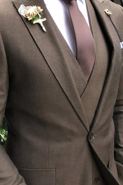 Men Brown Three Piece Suit Formal Brown Suit Wedding Brown Suit Sainly ...