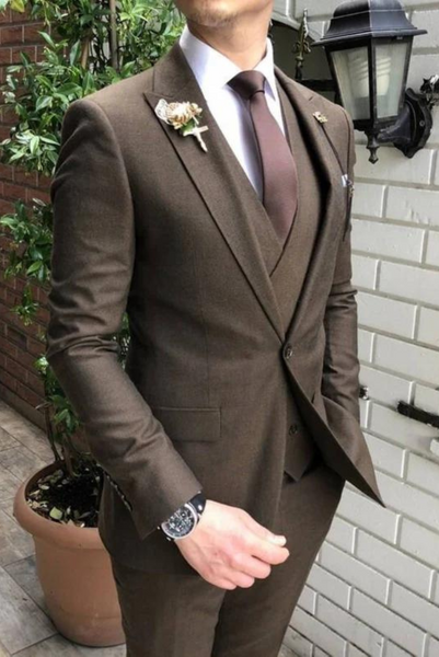 Men Brown Three Piece Suit Formal Brown Suit Wedding Brown Suit Sainly ...