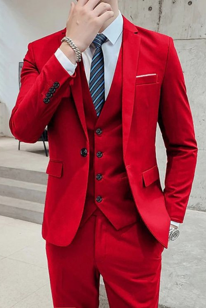 Men 3 Piece Suit Red Wedding Suit Party Wear Red Suits Sainly– SAINLY