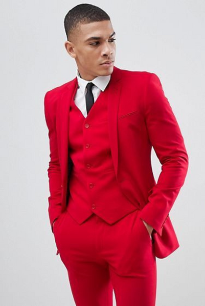 Men 3 Piece Suit Red Wedding Suit Party Wear Red Suits Sainly– SAINLY