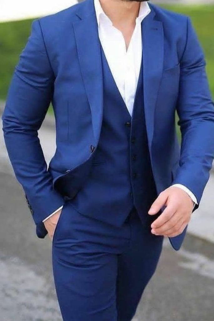 Men Blue Suit Wedding Blue Suit 3 Piece Blue Suit Premium Wear Sainly ...
