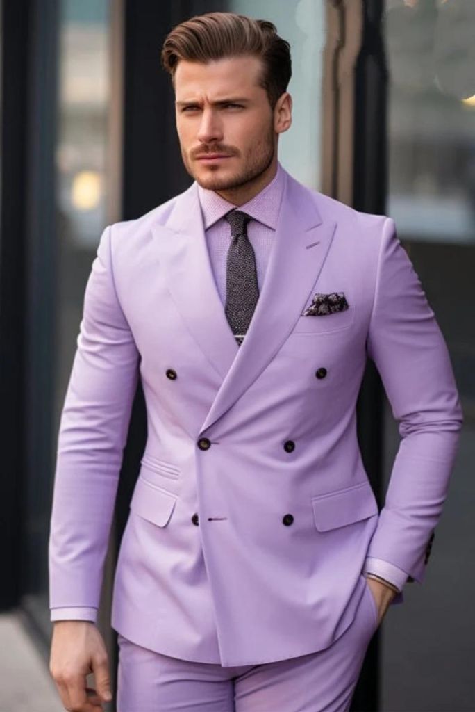 Men Two Piece Suit Formal Wedding Suit Dinner Suit Lavender Sainly– SAINLY