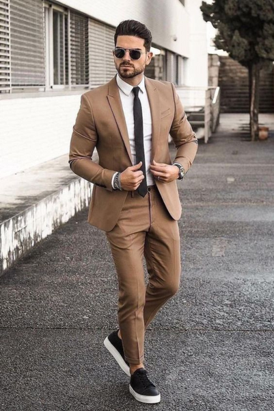Men 2 Piece Brown Suits Wedding Suit Slim Fit Suit Office Suit Sainly ...