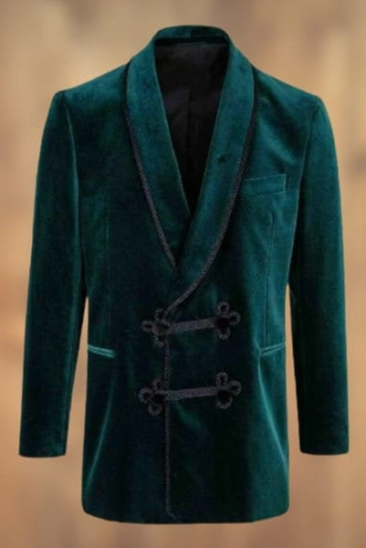 Designer Velvet Frog Closure Party Jacket for Men